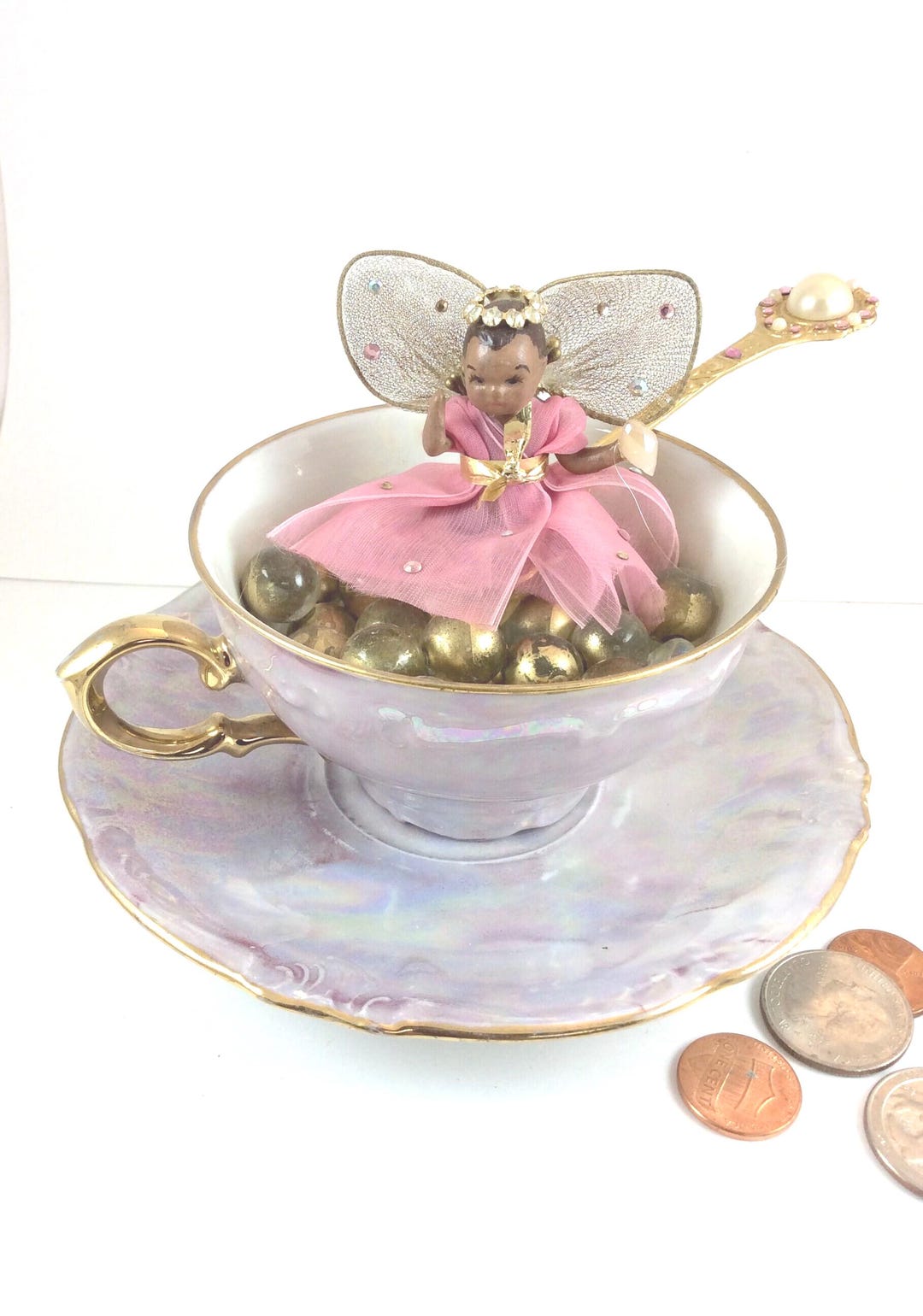 Teacup Angel Baby, Signed by Sher, Baby of Color,black Baby, Porcelain ...