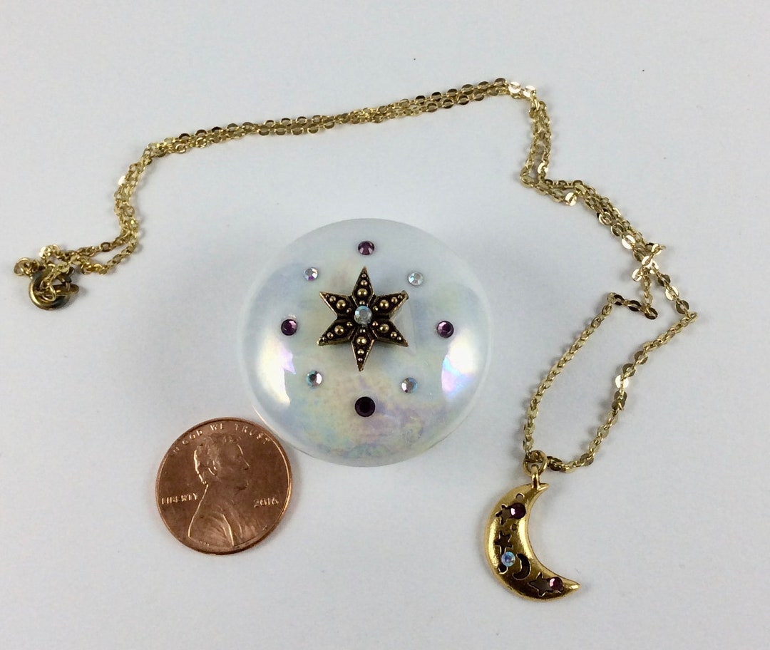 Moon and Stars Mini Box With Moon Necklace by Sher - Etsy