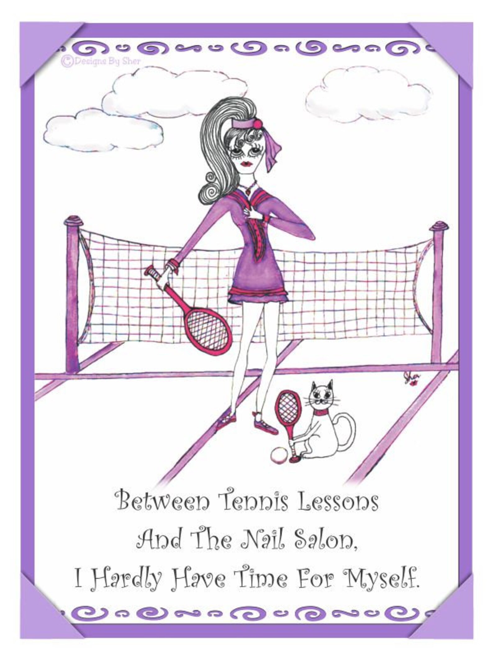 TENNIS Set of 4 Notecards W/humorous Illustrations W/funny Sayings ...