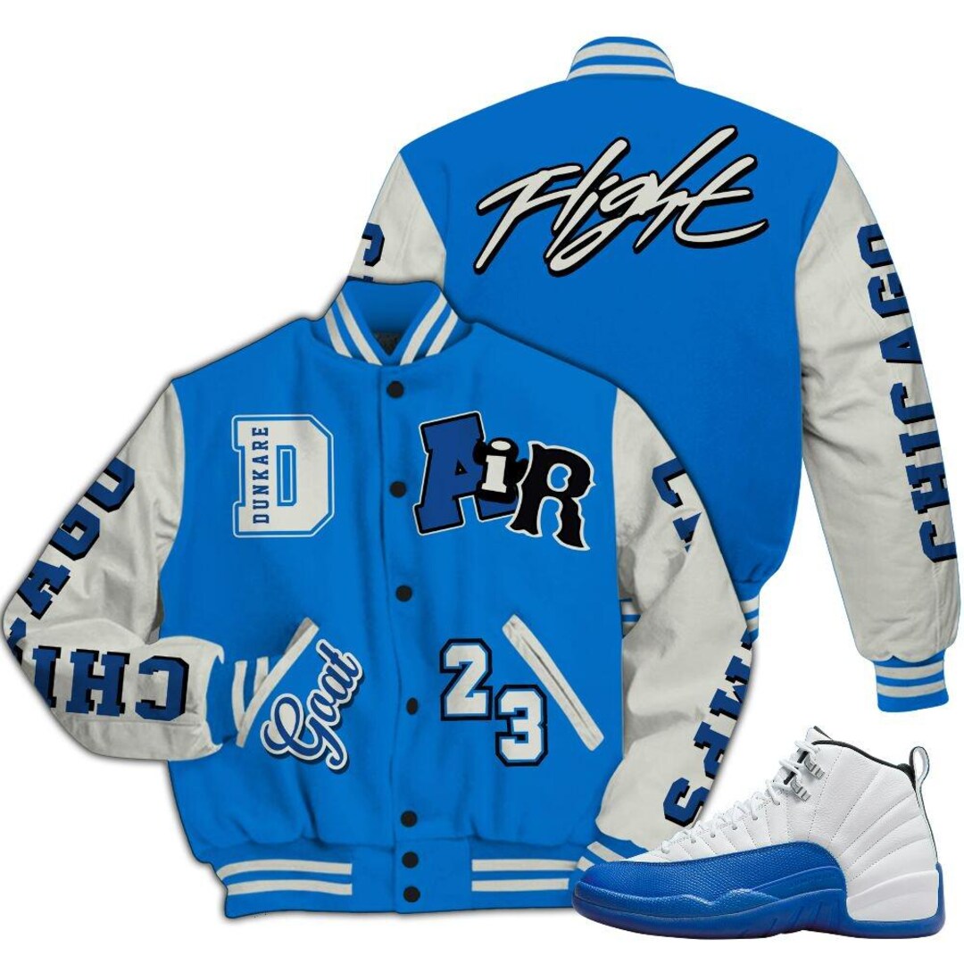 Dunkare Blueberry 12s Varsity Jacket, AIR Number 23 GOAT All Over Print ...