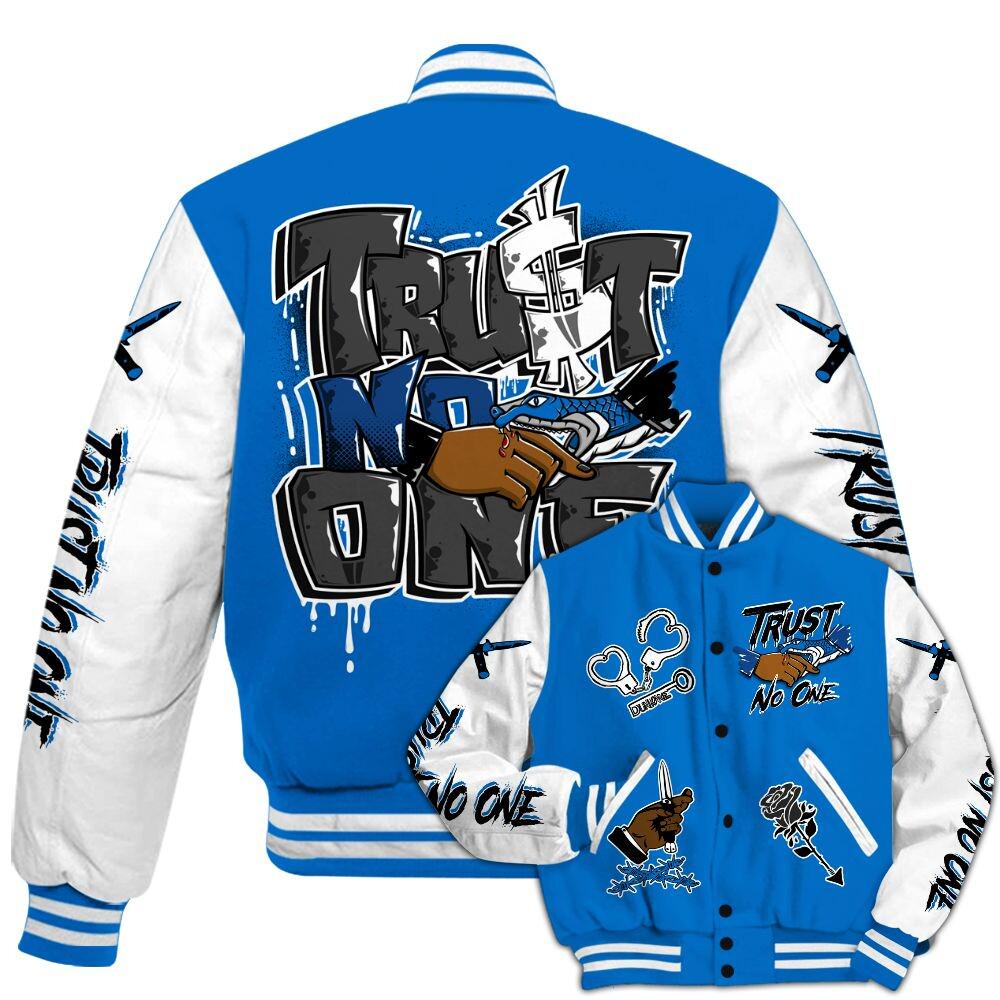 Dunkare Blueberry 12s Varsity Jacket, Trust No One Dripping All Over ...
