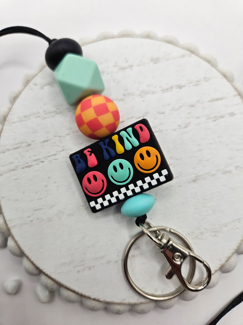 Retro Smiley Face Teacher Lanyard Be Kind Inspirational Design - Etsy