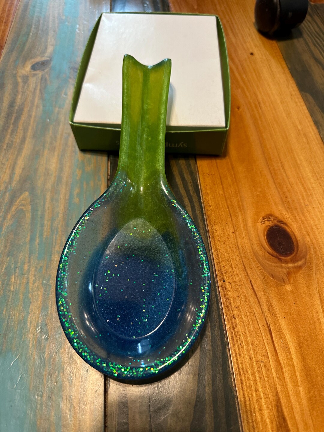 Green and Blue With Glitter Spoon Rest - Etsy