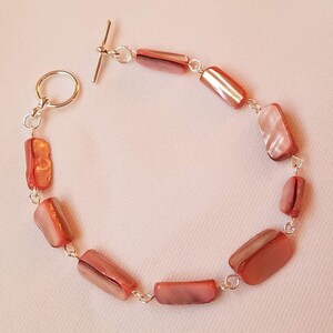 Pink Shell Wire Link Bracelet - Etsy