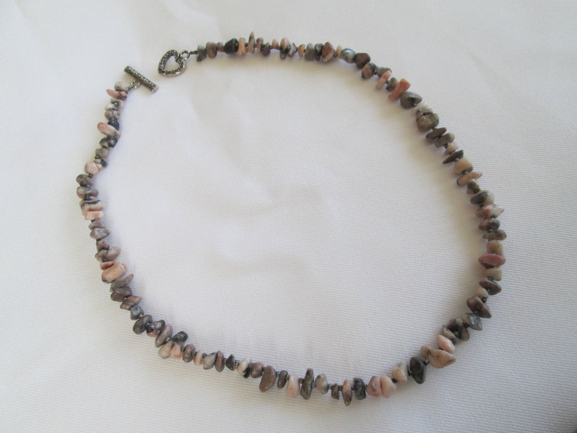 Pink and Slate Grey Marble Stone Chip Necklace - Etsy