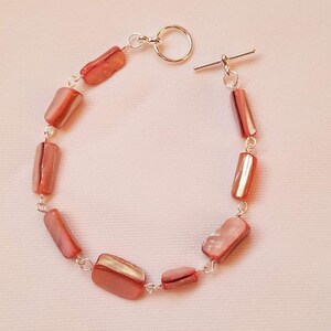 Pink Shell Wire Link Bracelet - Etsy