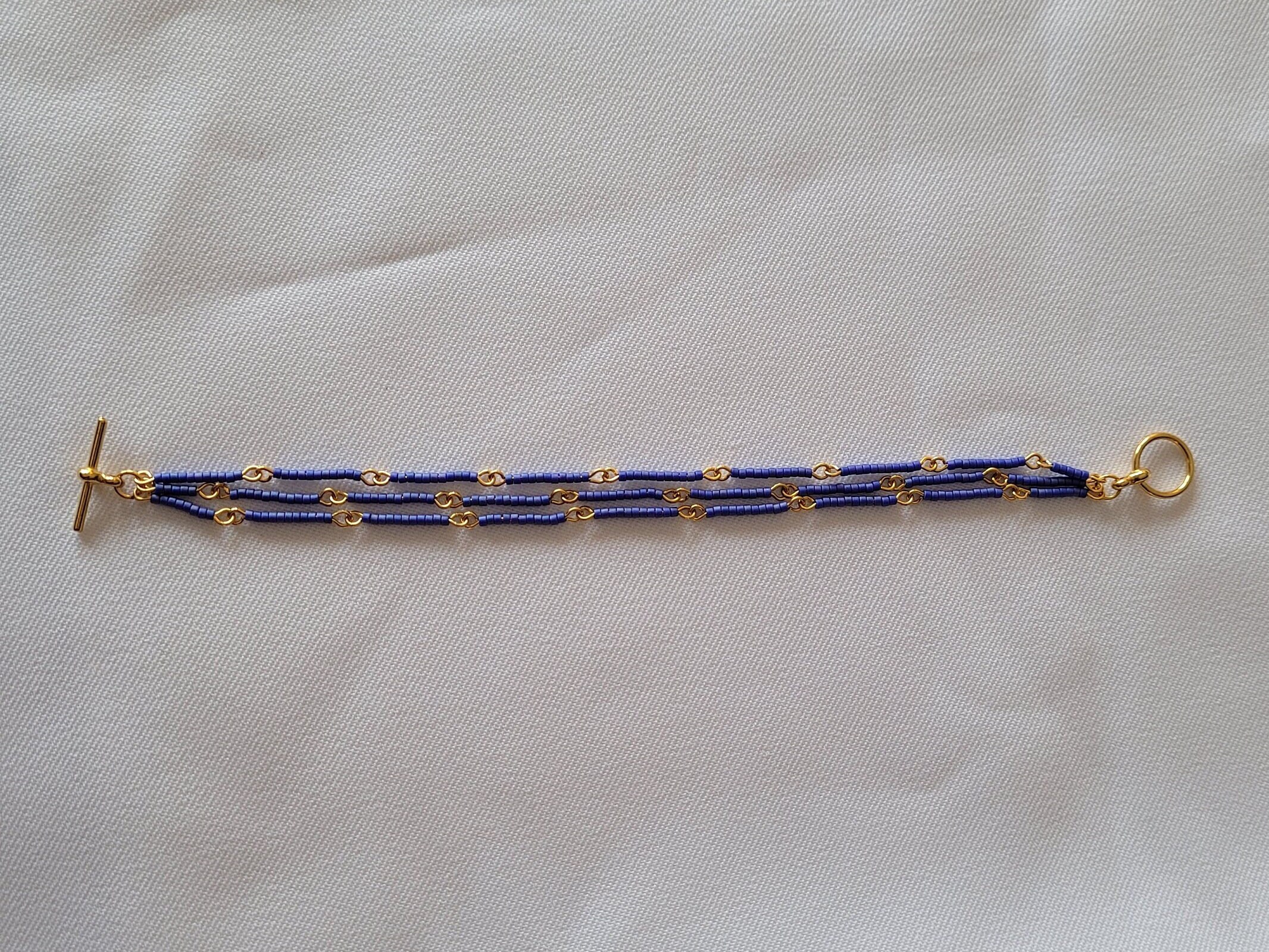 Delft Blue Triple Strand Link Bracelet - Etsy