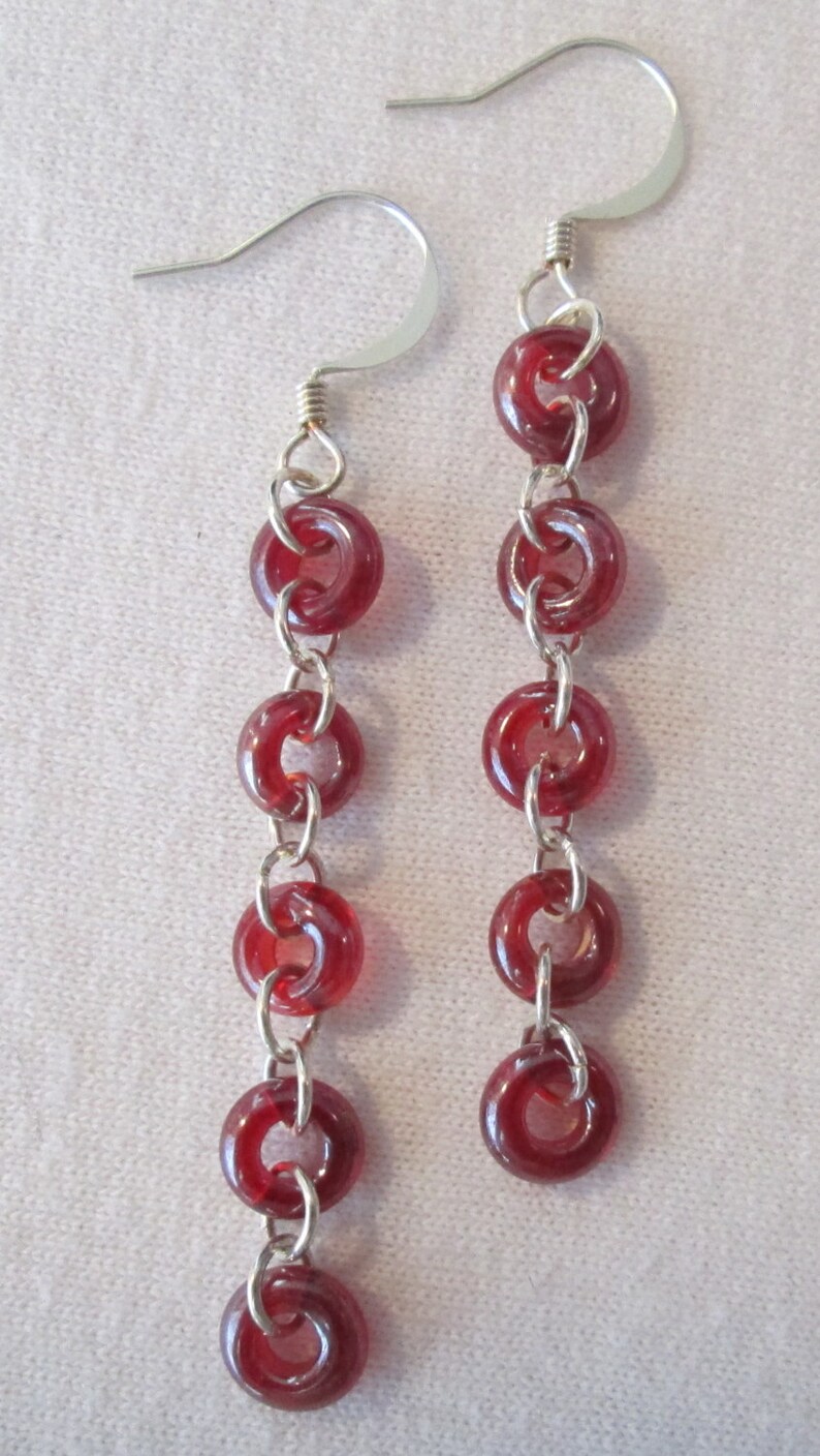 Red Chain Earrings - Etsy