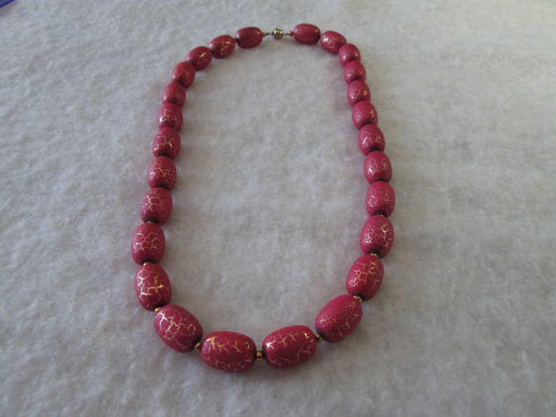 Raspberry Red and Gold Necklace - Etsy