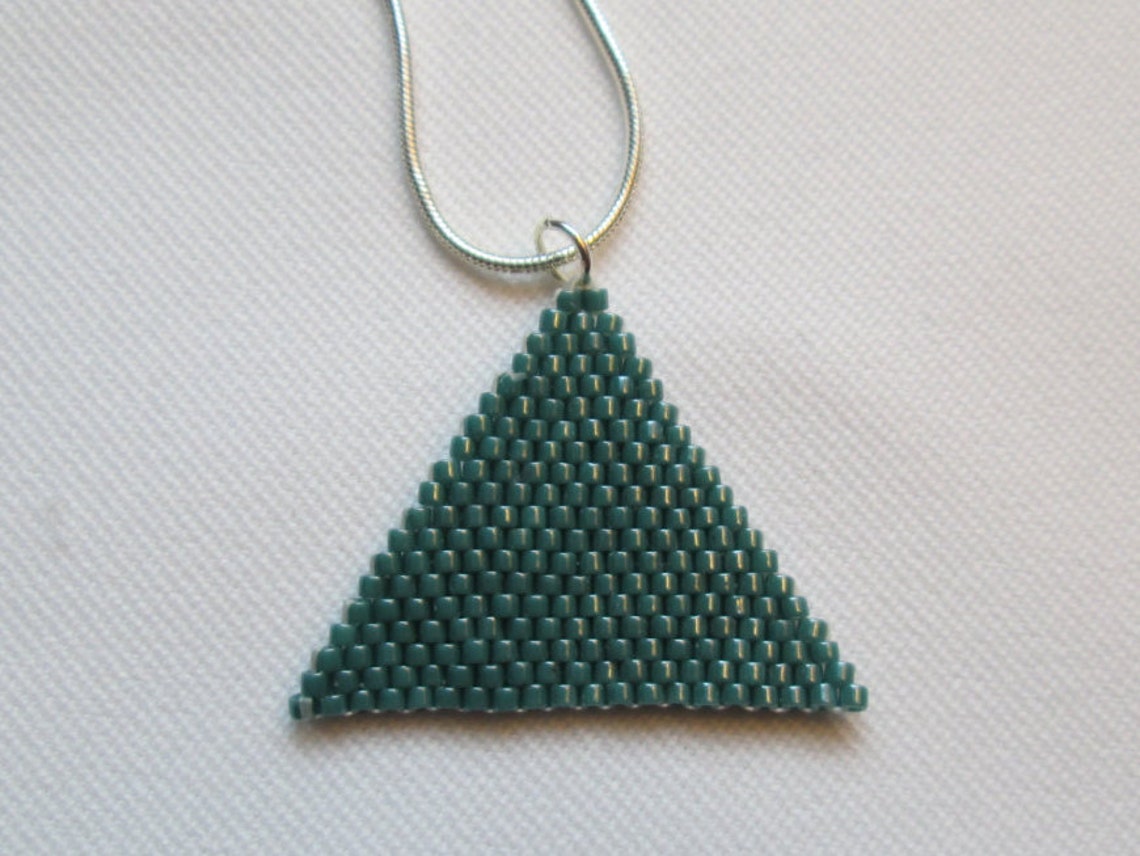 Deep Sea Teal Triangle Woven Delica Pendant - Etsy