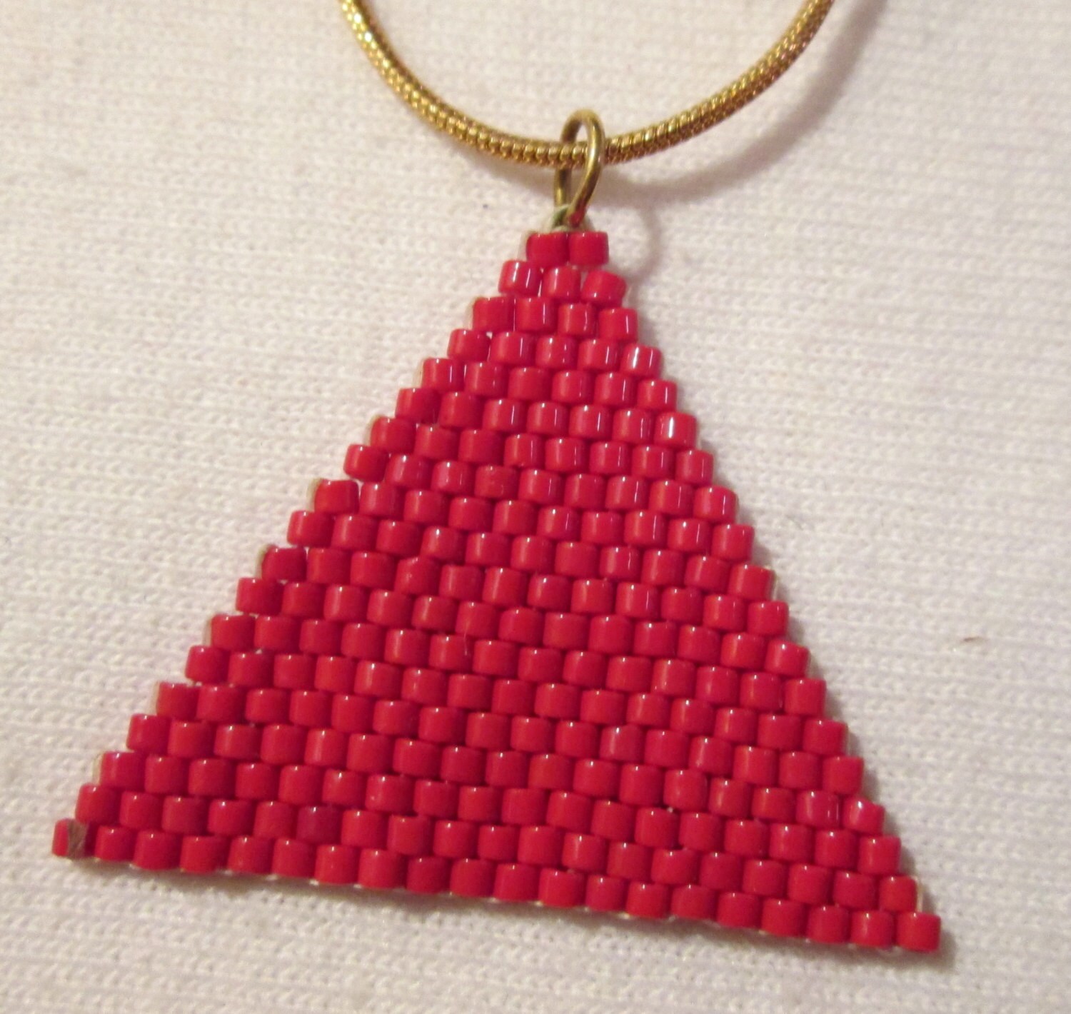 Red Triangle Woven Delica Pendant - Etsy