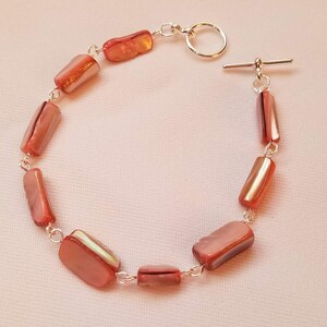 Pink Shell Wire Link Bracelet - Etsy