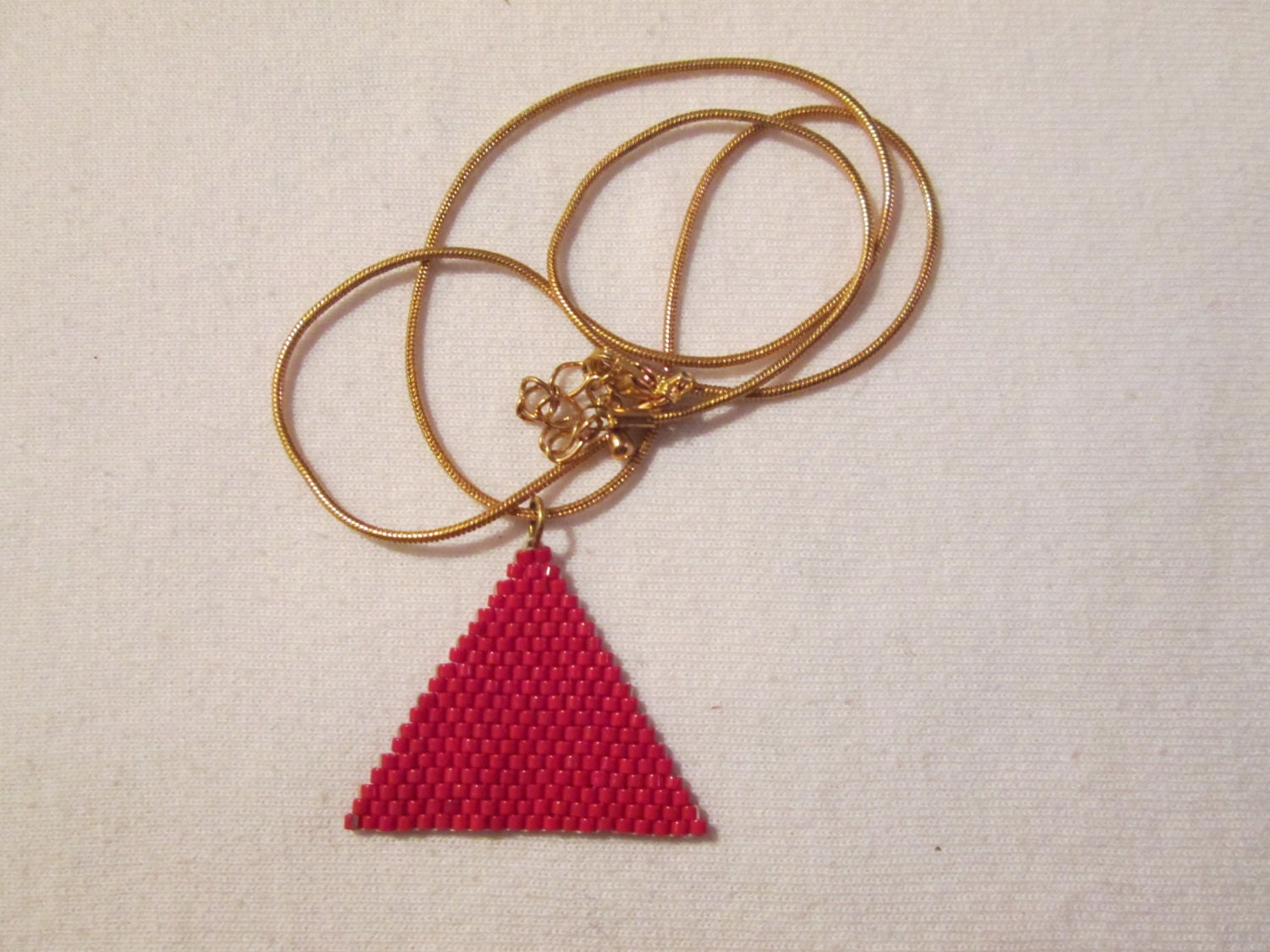 Red Triangle Woven Delica Pendant - Etsy
