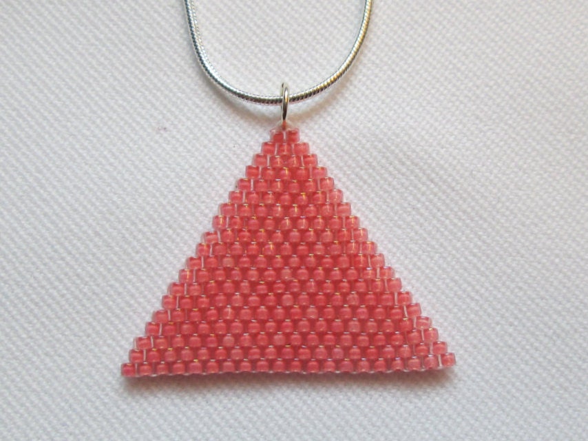 Coral Pink Triangle Woven Delica Pendant - Etsy