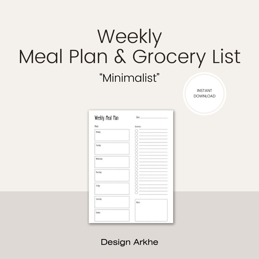Weekly Meal Planner Printable 7 Day Menu Planner Meal Prep Planner ...