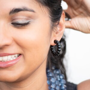 Black Twisted Rope Hoops Vintage Lucite Jewelry Retro Hoops - Etsy