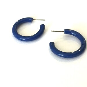Dark Aqua Blue Hoops | Blue Hoop Earrings | Skinny Tubes in Vintage ...