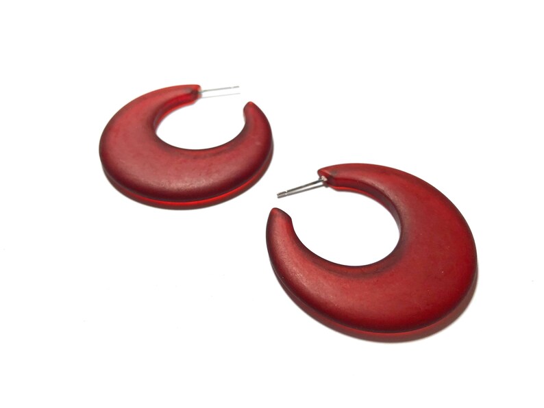 Red Hoop Earrings Mod Go Go Hoops Big Dark Cherry Red | Etsy
