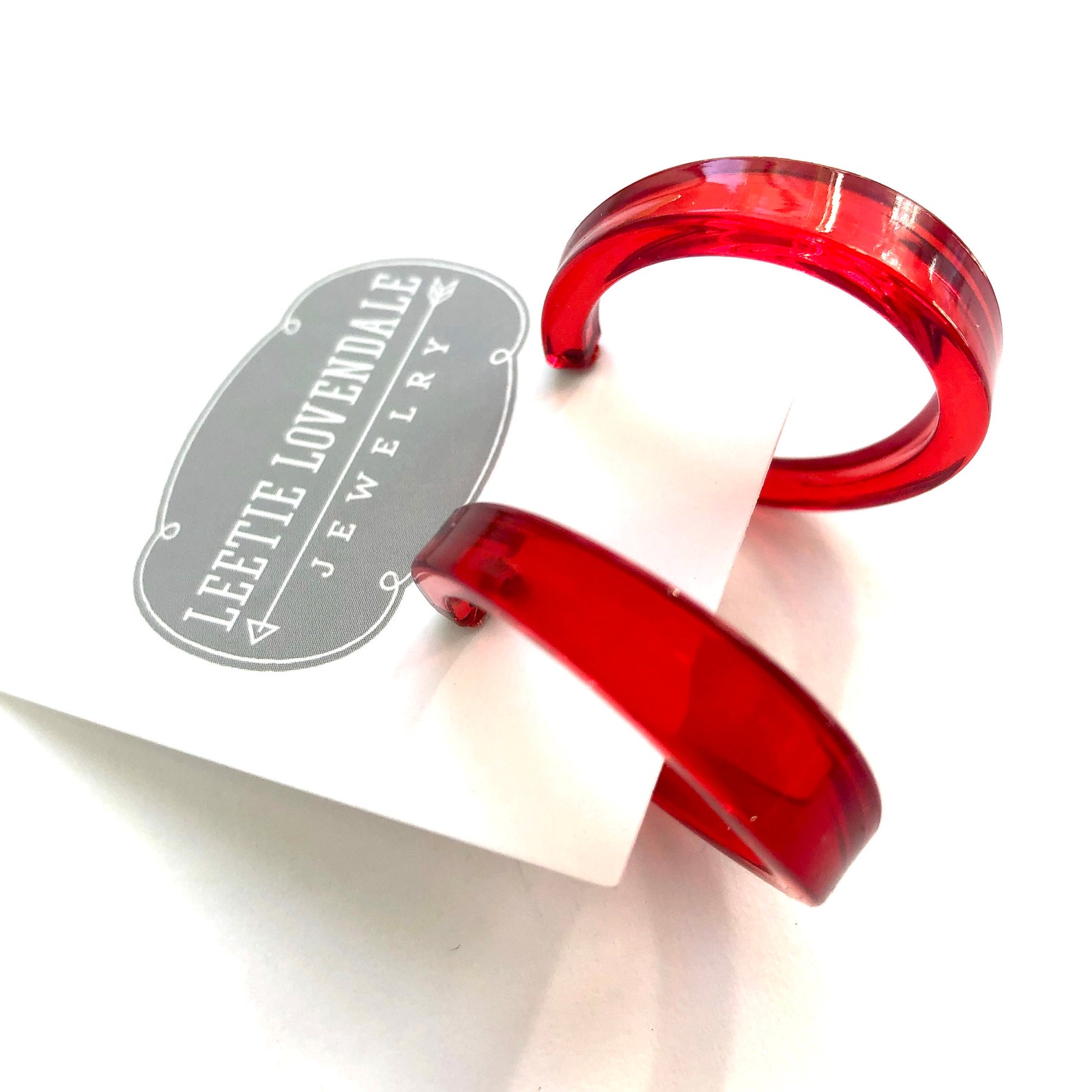 Cherry Red Transparent Lucite Lola Hoop Earrings | Acrylic Hoops by ...