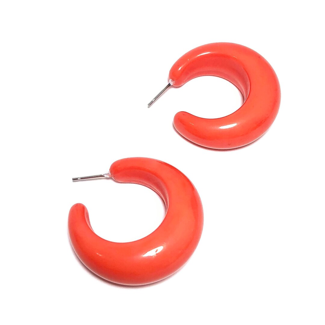 Coral Chunky Hoops | Dark Peach Retro Large Lucille Ball Hoops ...