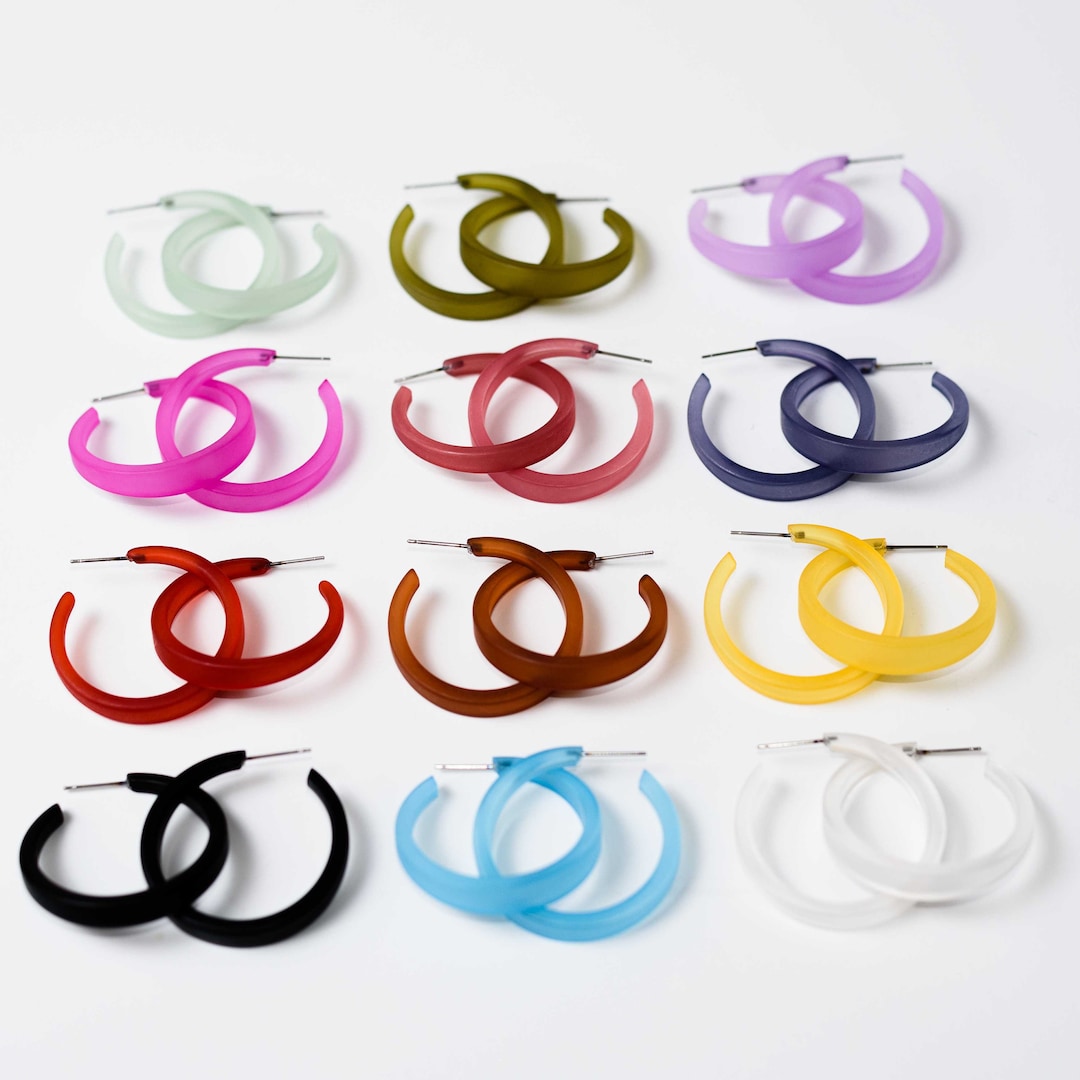 Phoenix Frosted Hoop Earrings - Hand-dyed Colorful Vintage Deadstock Hoops - Etsy