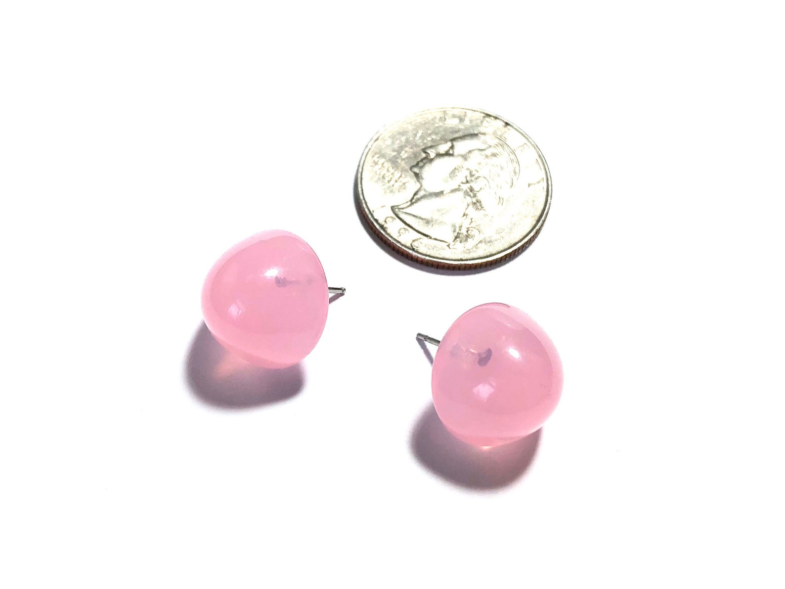 Pink Opal Studs Pastel Pink Translucent Gumdrop Button Stud - Etsy