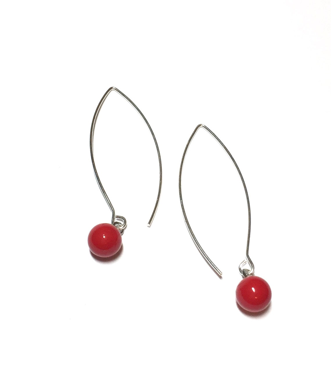 Red Drop Earrings Cherry Red Raindrop Earrings Gold or | Etsy