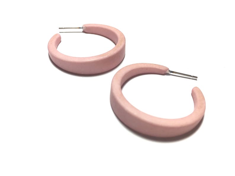 Ballet Slipper Pink Hoop Earrings | Very Light Pink Hoops | Velvet ...