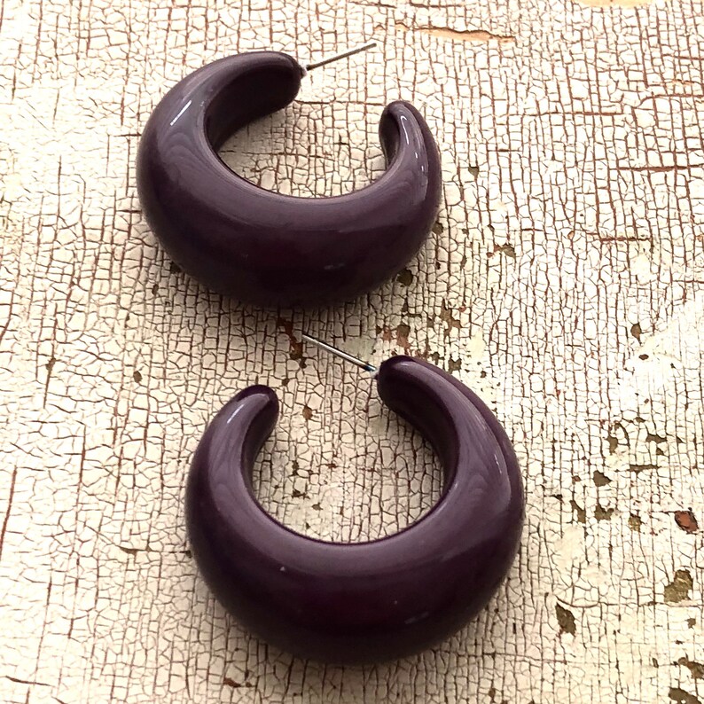 Black Chunky Hoops | Retro Large Lucille Ball Hoops | Vintage Lucite ...