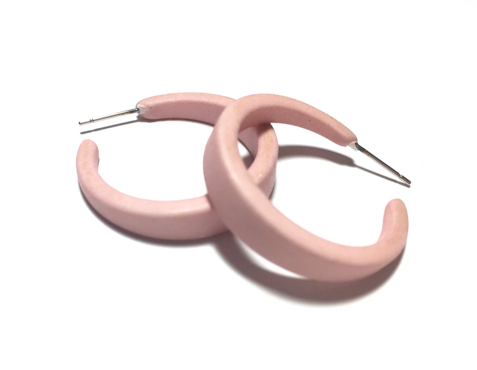 Ballet Slipper Pink Hoop Earrings | Very Light Pink Hoops | Velvet ...