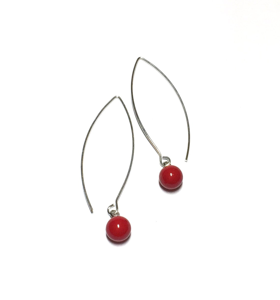 Red Drop Earrings Cherry Red Raindrop Earrings Gold or | Etsy