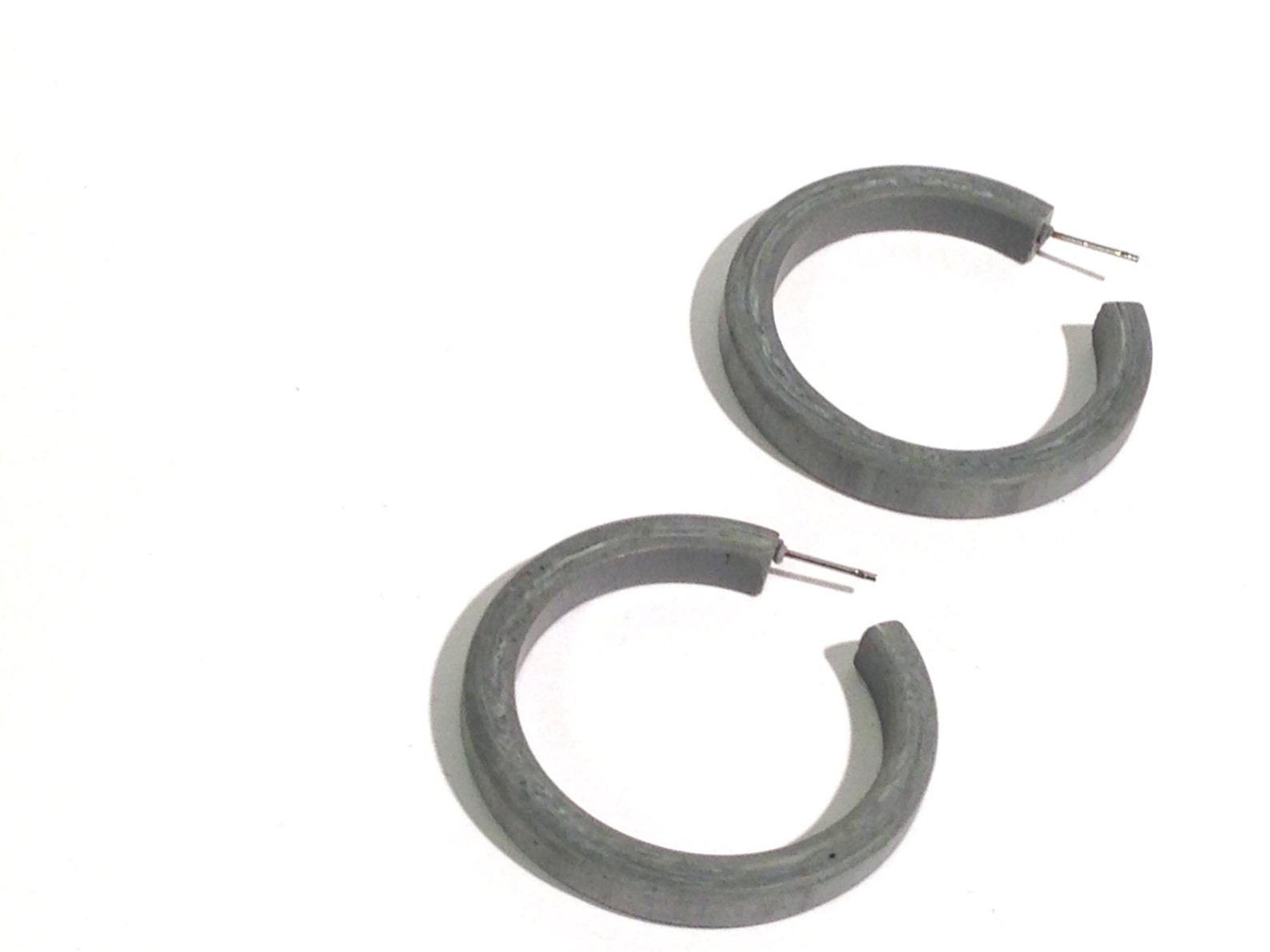 Grey Hoop Earrings Marbled Soft Grey Hoops Gray Matte - Etsy