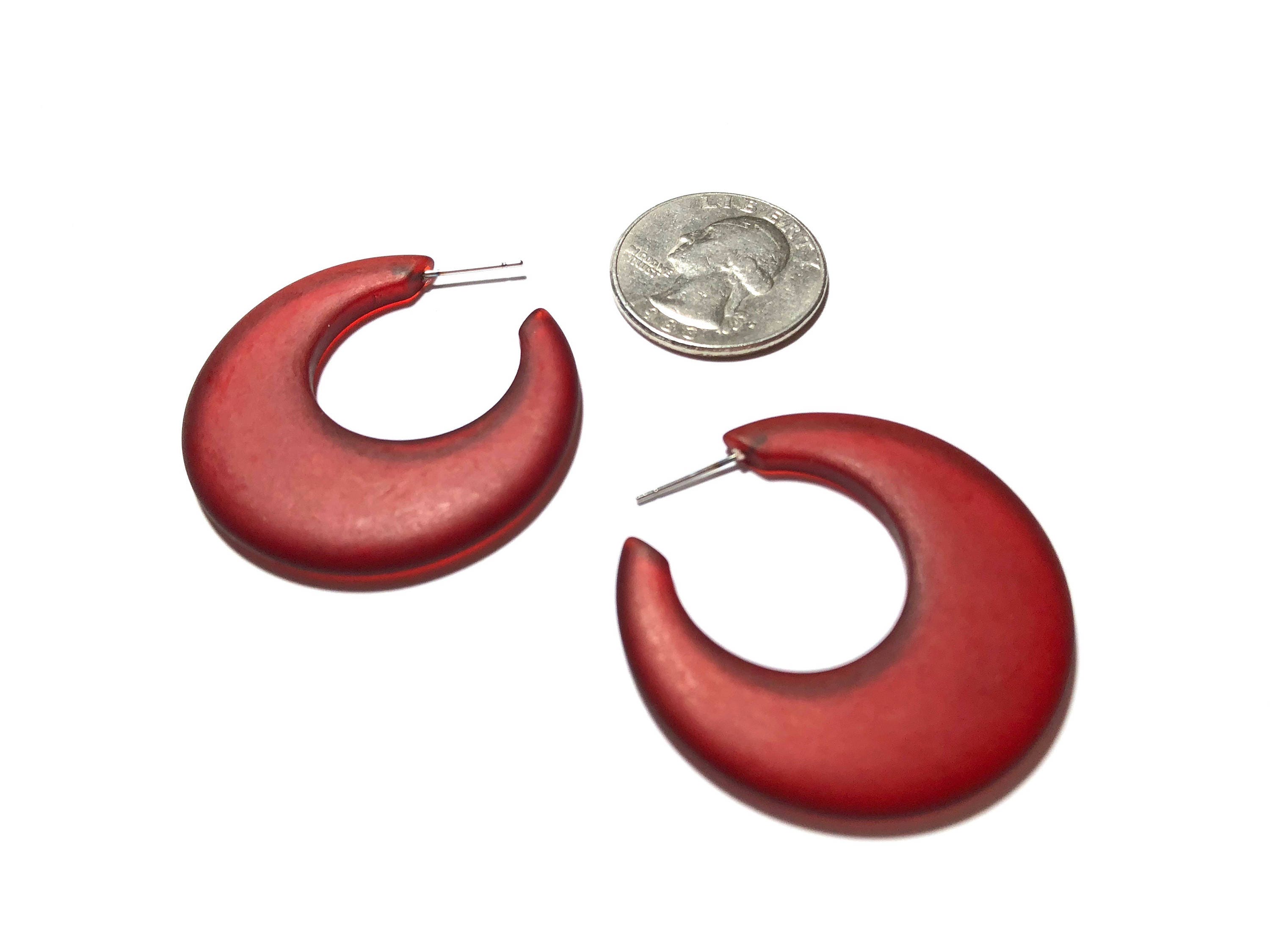 Red Hoop Earrings Mod Go Go Hoops Big Dark Cherry Red | Etsy