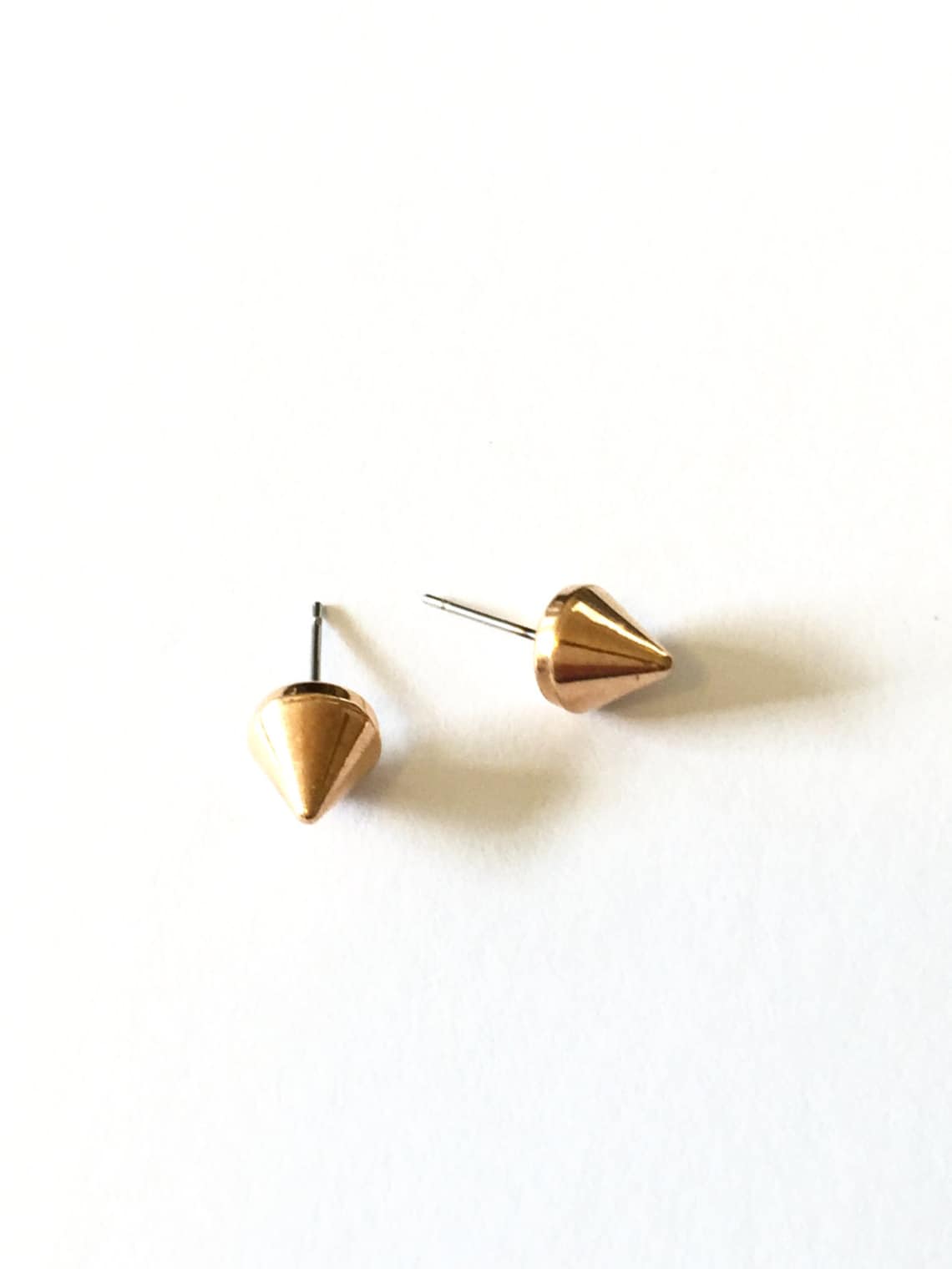 Bronze Spike Studs Stud Earrings Metallic Gold Faceted - Etsy