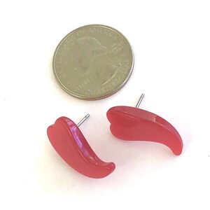 Red Moonglow Swish Heart Stud Earrings - Etsy