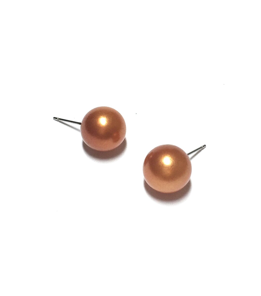 Bright Metallic Copper Stud Earrings Copper Studs Retro Golden Lucite ...