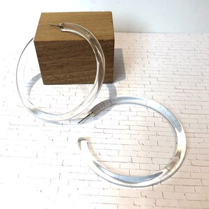 Clear Extra Large Hoop Earrings | Vintage Lucite Acrylic 3 Inch Bangle ...