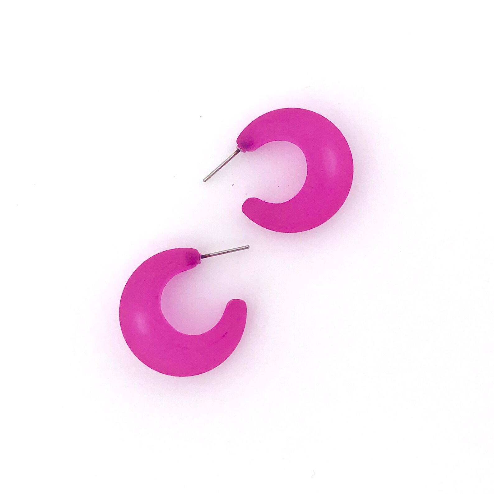 Hot Pink Chunky Snail Shell Hoop Earrings - Etsy