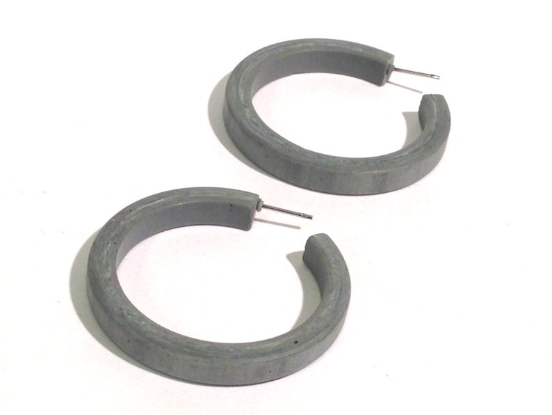 Grey Hoop Earrings Marbled Soft Grey Hoops Gray Matte - Etsy