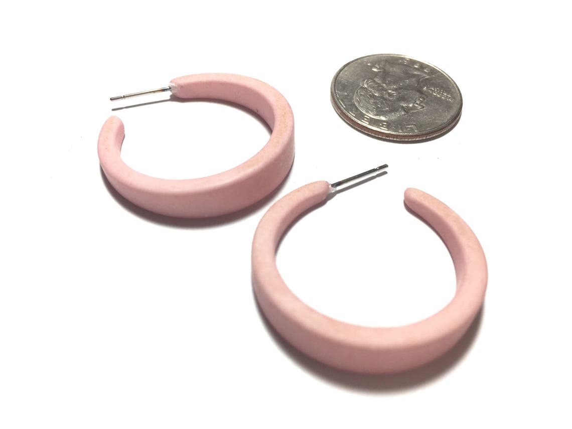 Ballet Slipper Pink Hoop Earrings | Very Light Pink Hoops | Velvet ...