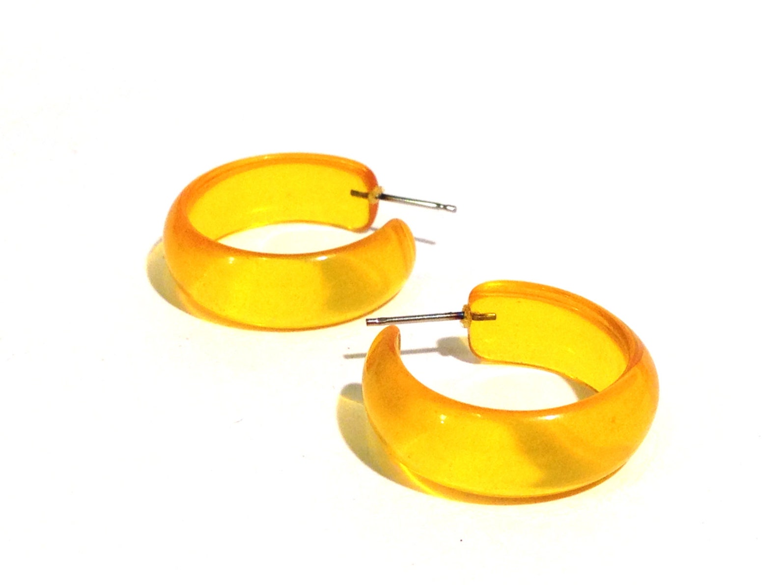 Yellow Hoop Earrings | Sunshine Yellow Hoops | Vintage Lucite Small ...