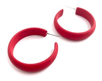 Red Hoop Earrings | Etsy