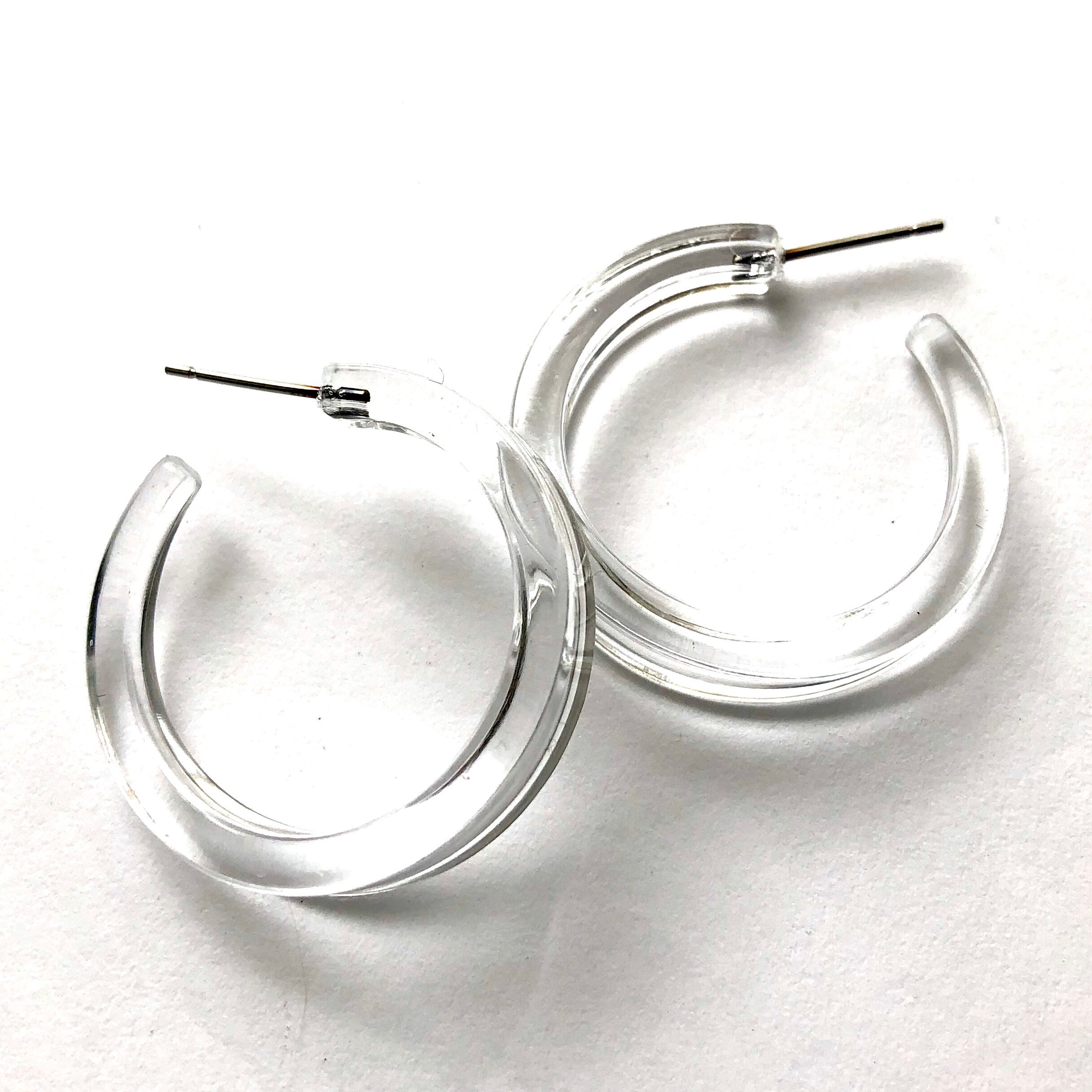 Clear Lucite Tapered Lola Hoop Earrings | Transparent Acrylic Hoops by ...