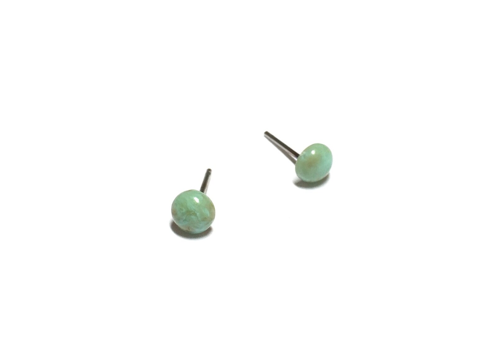 Tiny Turquoise Stud Earrings Aqua Blue Studs Vintage - Etsy