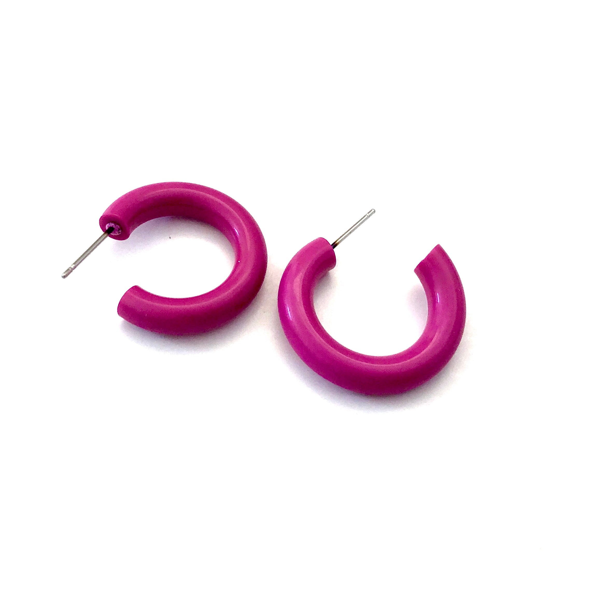 Hot Pink Lucite Tube Hoop Earrings - Vintage Tube Hoops - Etsy