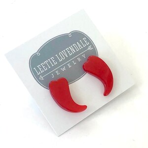 Red Moonglow Swish Heart Stud Earrings - Etsy