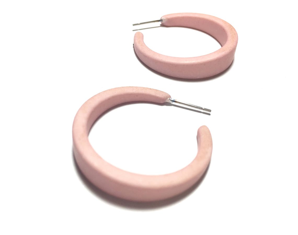 Ballet Slipper Pink Hoop Earrings | Very Light Pink Hoops | Velvet ...