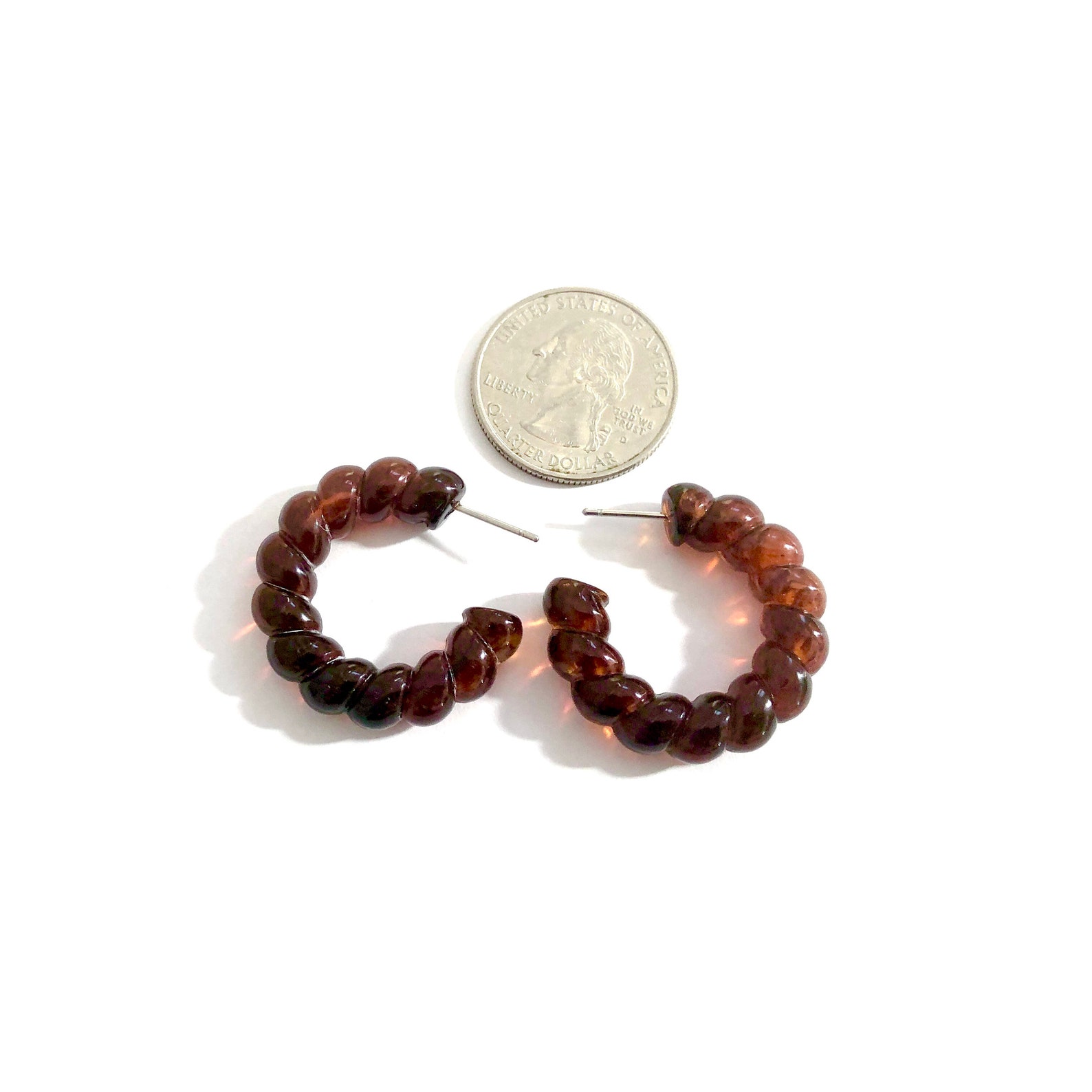 Tortoise Twisted Rope Hoops | Vintage Lucite Jewelry Retro Hoops - Etsy