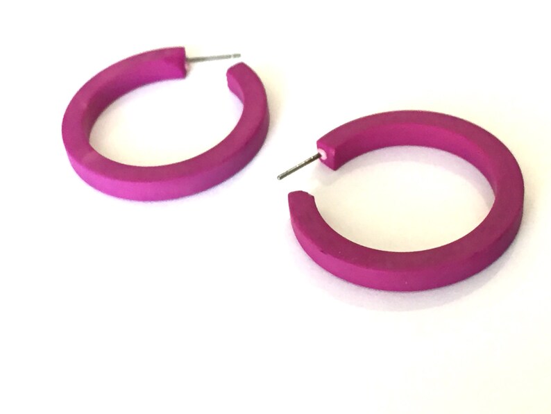 Violet Hoop Earrings Bright Purple Hoops Purple Matte - Etsy