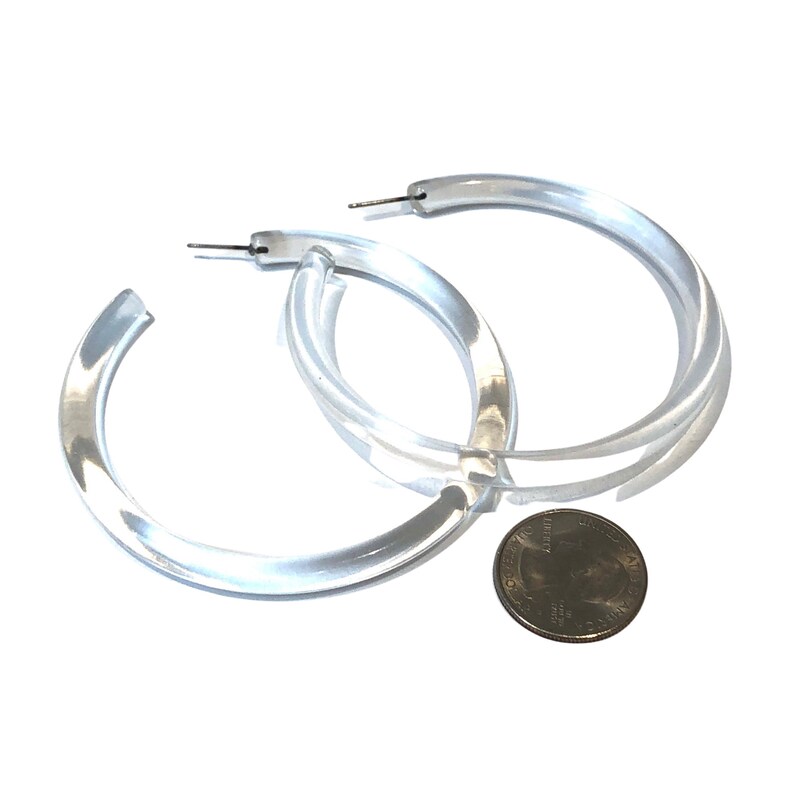 Clear Extra Large Hoop Earrings | Vintage Lucite Acrylic 3 Inch Bangle ...